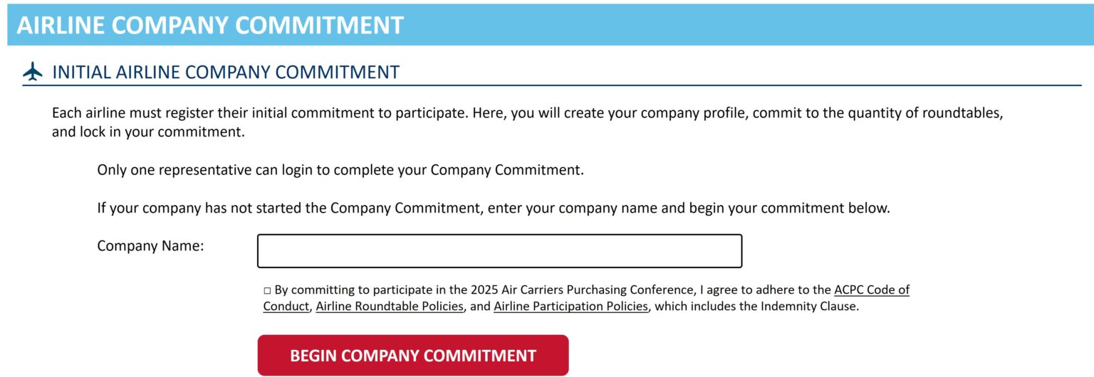 Airline Company Commitment and Registration Process