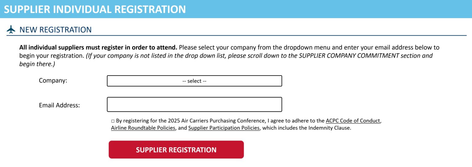 Supplier Company Commitment and Registration Process